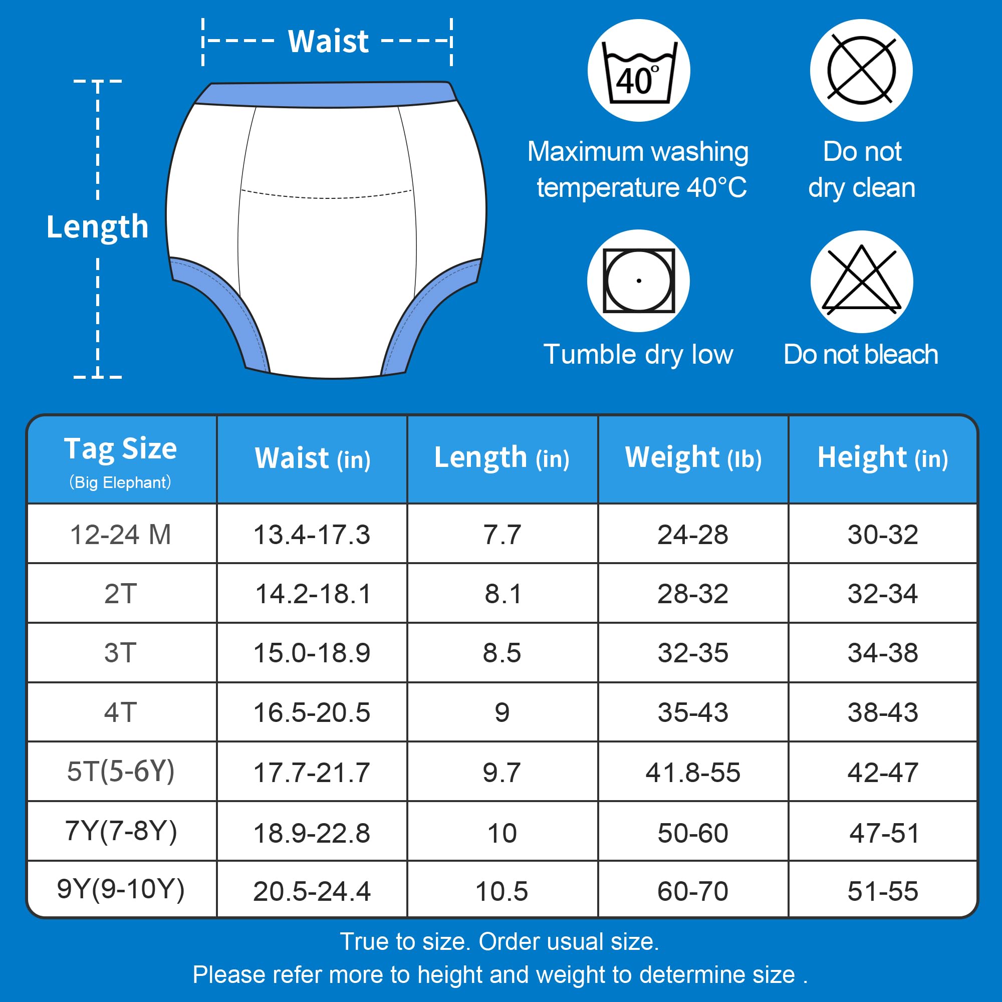 BIG ELEPHANT 10 Pack Toddler Potty Training Pants, Absorbent Underwear for Baby Boys, 3T