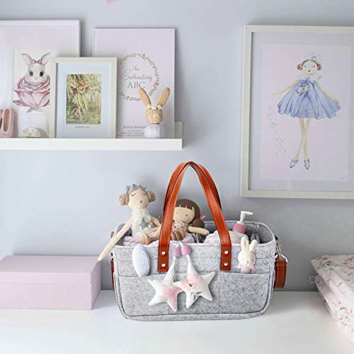 Baby Diaper Caddy Organizer,Nursery Storage Bins Multifunctional Portable Tote Bag with Removable Insert,Baby Gift Basket Car Organizer for Mom & Newborn