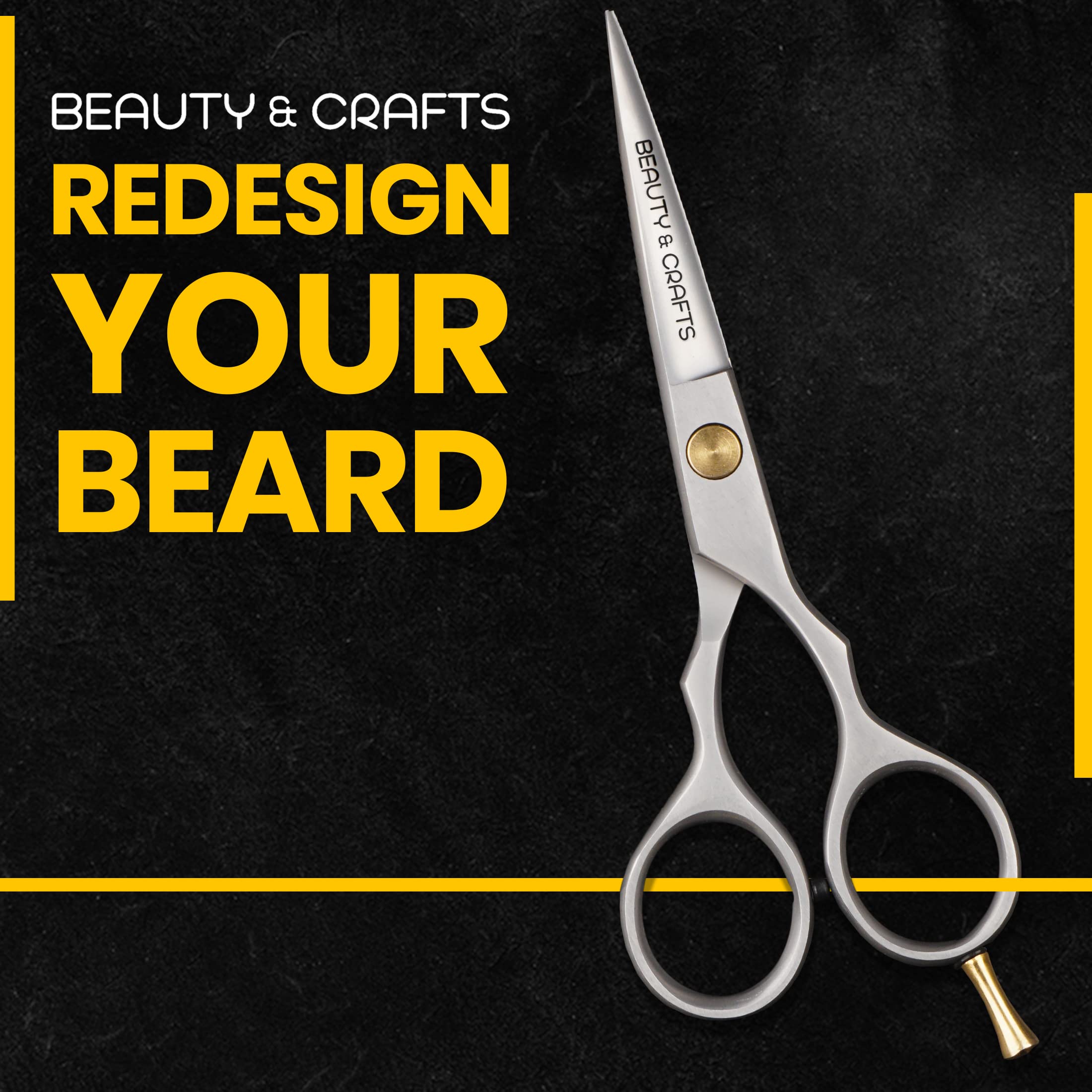 Beauty & Craft Pack of 2 Japanese Beard Mustache Scissors including beard & Mustache Combs and German Eyebrow Nose Scissors including Comb Brush, Complete grooming kit for facial hairs.