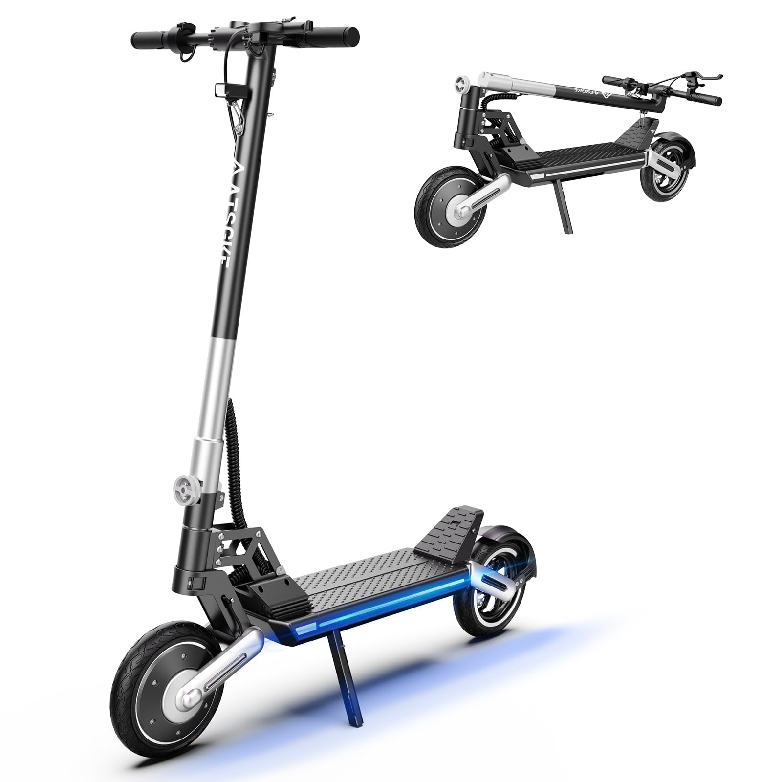 Atsgke Electric Scooter, Adults Scooter with 800W Motor, 18-22 Miles Range, Max Speed 22 Mph, 10" Solid Tires, Folding Electric Scooter for Adults with Dual Shock Absorption