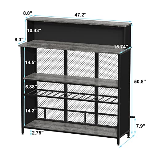GDLF Home Bar Unit Mini Bar Liquor Bar Table with Storage and Footrest for Home Kitchen Pub (Grey)