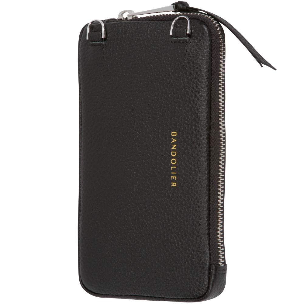 Bandolier Sarah Crossbody and Expanded Zip Pouch Set - for iPhone 13 Pro Max - Black / Silver