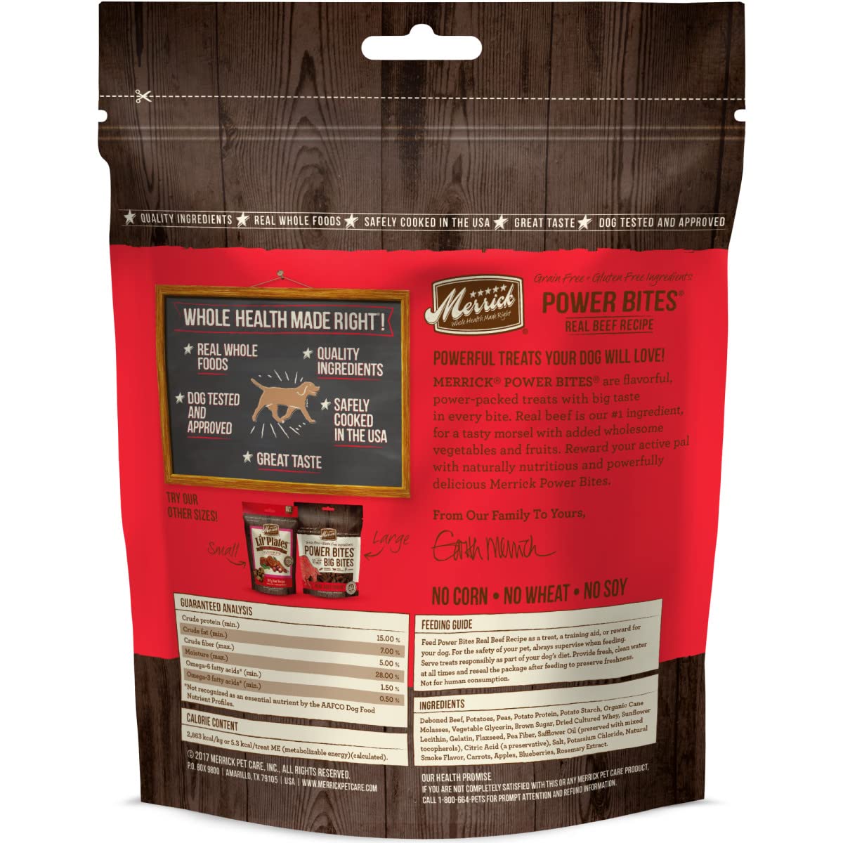 Merrick Power Bites Dog Treats, Real Beef Recipe - 6 oz. Bag