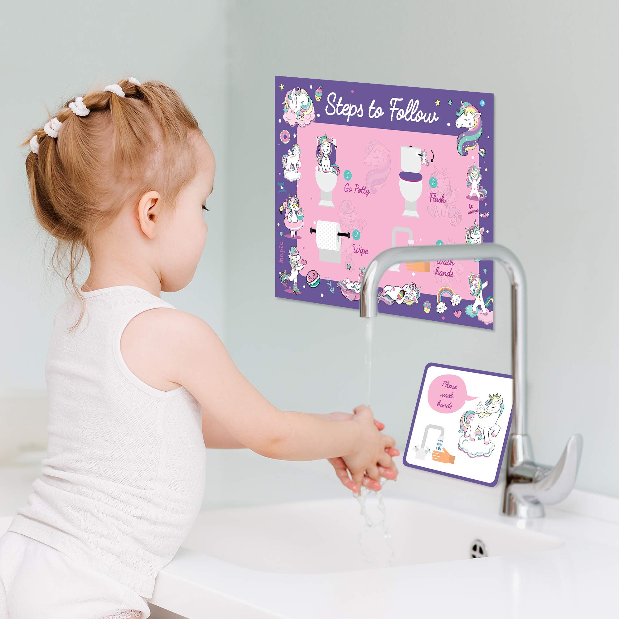 ATHENA FUTURES Potty Training Timer Watch with Flashing Lights and Music Tones -Unicorn Pattern and Potty Training Chart for Toddlers - Unicorn Design - Sticker Chart, 4 Week Reward Chart