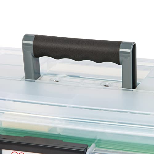 IRIS USA 19 Quart WEATHERPRO Plastic Office Storage Portable Letter Size File Box with Organizer-Lid and Seal and Secure Latching Buckles, Weathertight, Clear with Black Buckle, 1 Pack