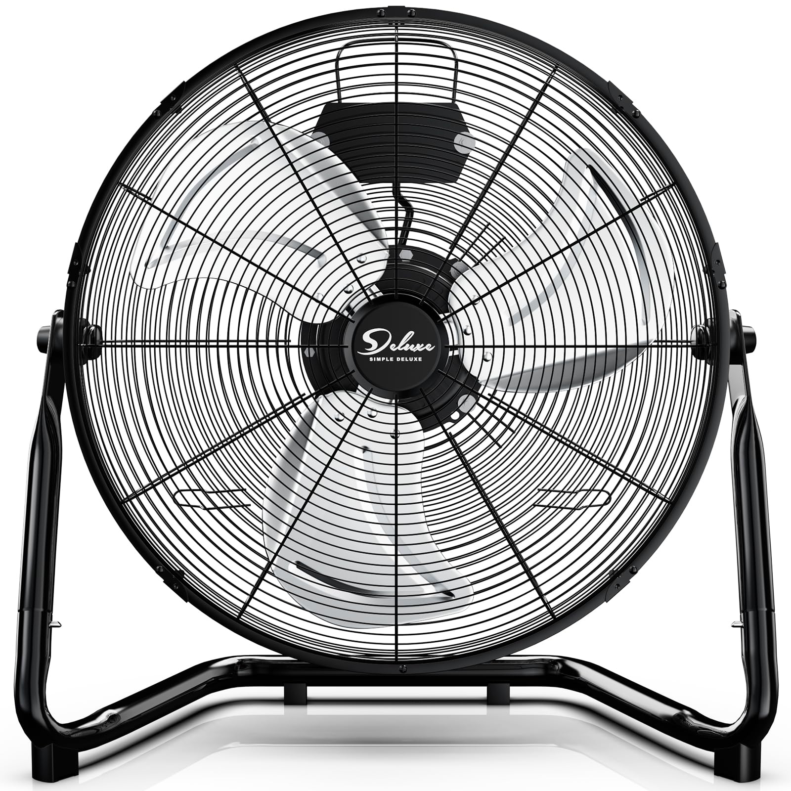Simple Deluxe 20 Inch 3-Speed High Velocity Heavy Duty Metal Industrial Floor Fans , Black, 20"