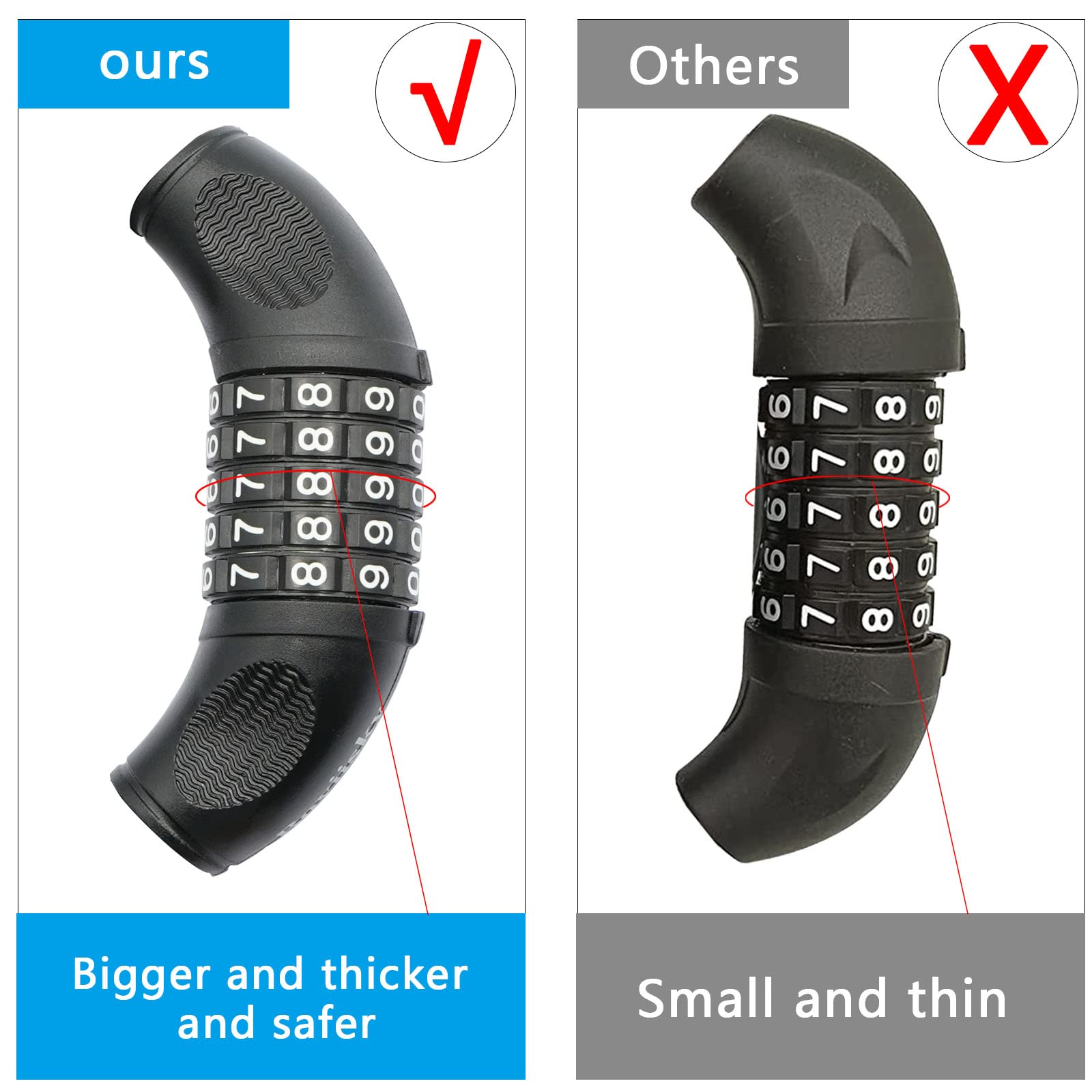 Boviisky Bike Chain Lock, 5 Digit Resettable Combination Heavy Duty Bicycle Chain Lock, 3 Feet Long.