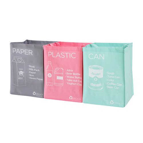 Ribens Recycle Bag Separate Recycle Bin Waterproof Waste Baskets Compartment Container Separate Recycling Bins Multipurpose Separator Box Set Front Recycle Separate Back Laundry Separate