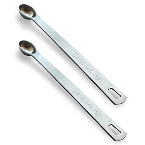 BERYLER 2 PCS 1/8 Teaspoon(1/8 Tsp | 0.625 mL | 0.625 cc | 0.02 oz) Single Measuring Spoon, Small Measuring Spoon Only, Individual Tiny Measuring Spoons, Stainless Mini Measuring Spoons for Cooking
