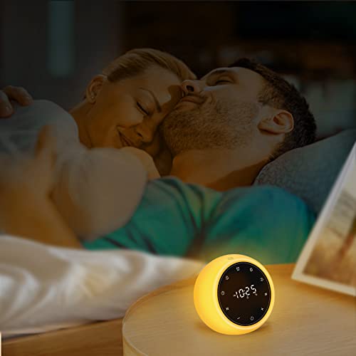 White Noise Machine with 2 Alarm Clock, 20 Soothing Sounds, 7 Color Night Light, Adjustable Volume, 5 Timer and Memory Function, Touch Control Sound Machine for Adults Babies, 2022 New Verion