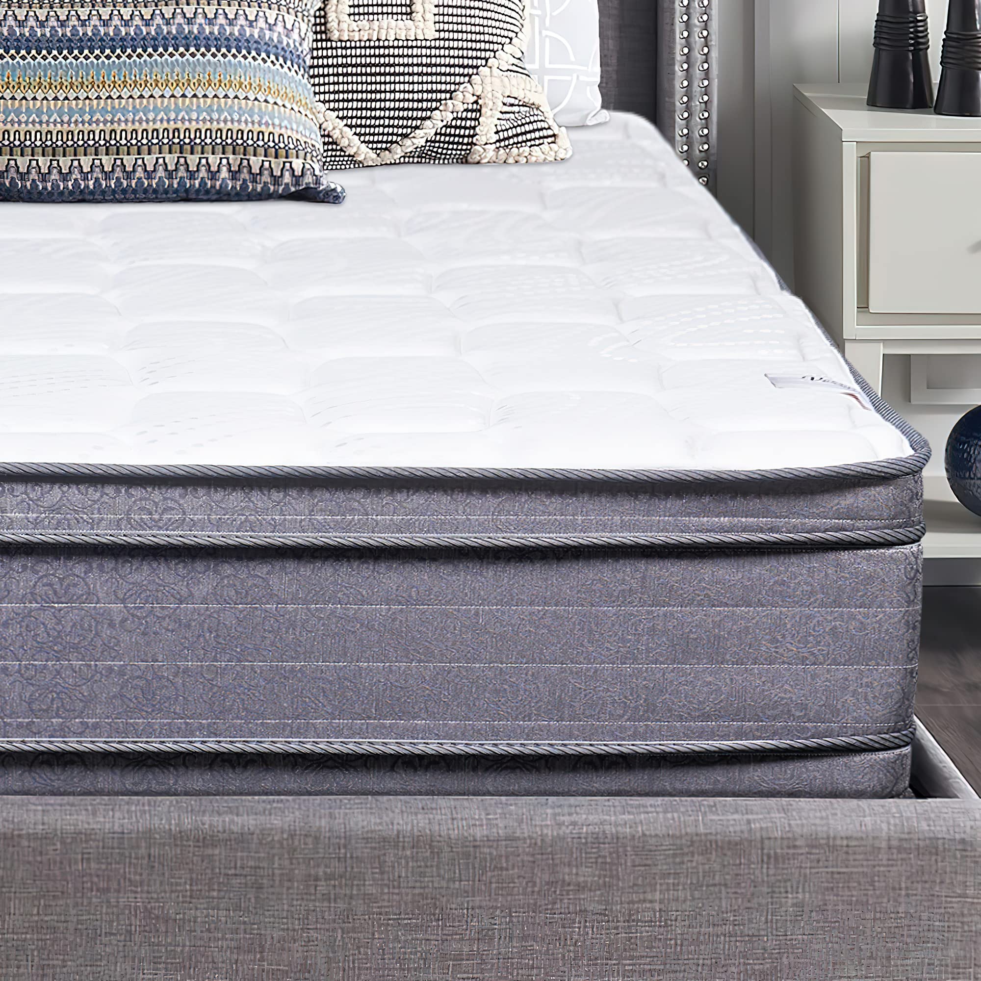 Continental Sleep 13-Inch Firm Euro Top Double Sided Foam Encased Innerspring Mattress, Full XL, Black