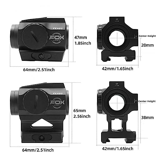 Foxarmy Reflex Red Dot Sight with Shake Awake,2MOA 1X22 Red Dot Optic Rifle Scope, Low Mount and Co-Witness Riser Mount