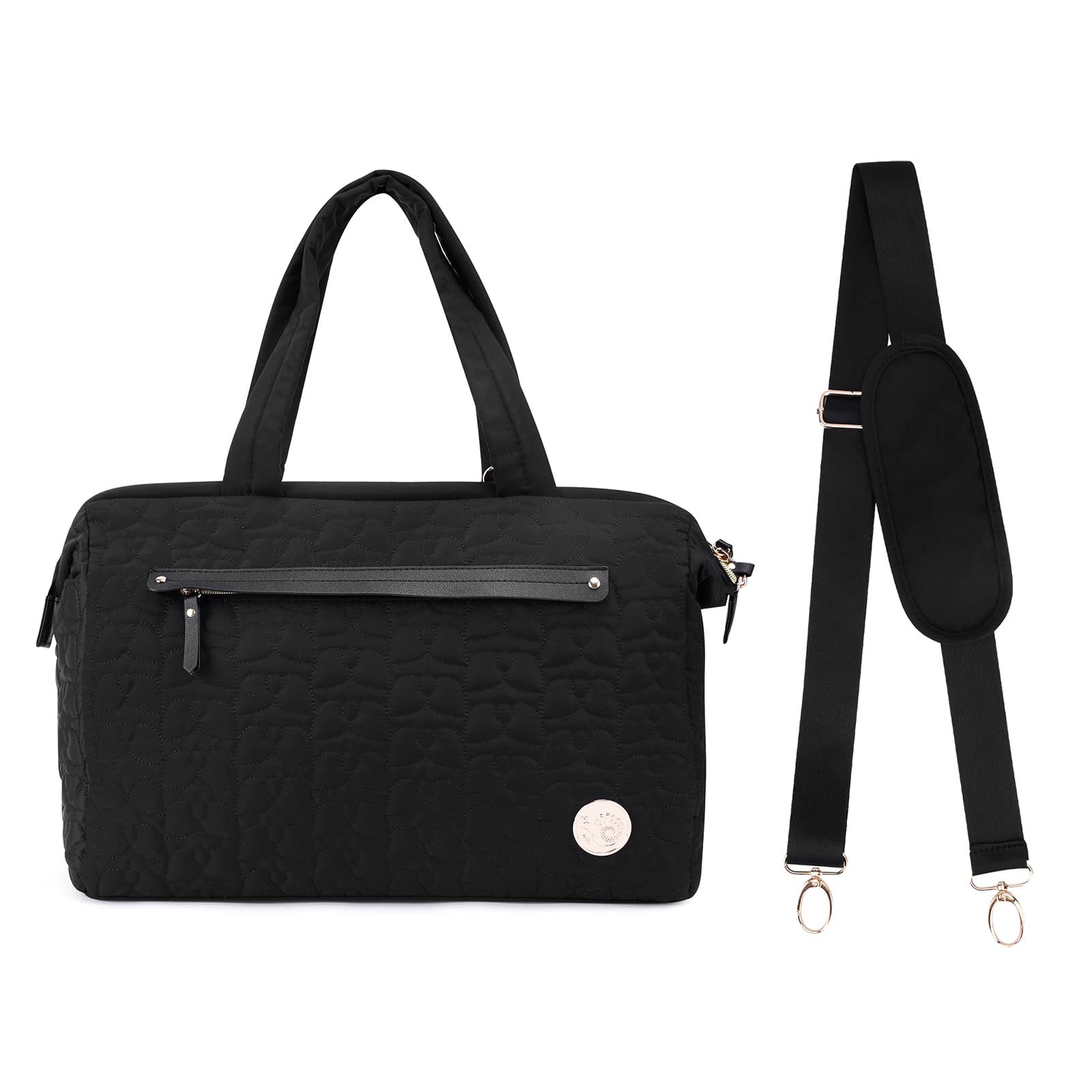 Bebamour Diaper Bag,Diaper Changing Totes Bag for Mom and Dad Multi-function Baby Diaper Bag Stylish Large Capacity Mommy Bag For Travel (Black)