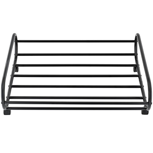 MyGift 24-Inch Rolling Stainless Steel Black Metal Under Bed Storage Cart, Space Saving Organizer Rotating Wheels