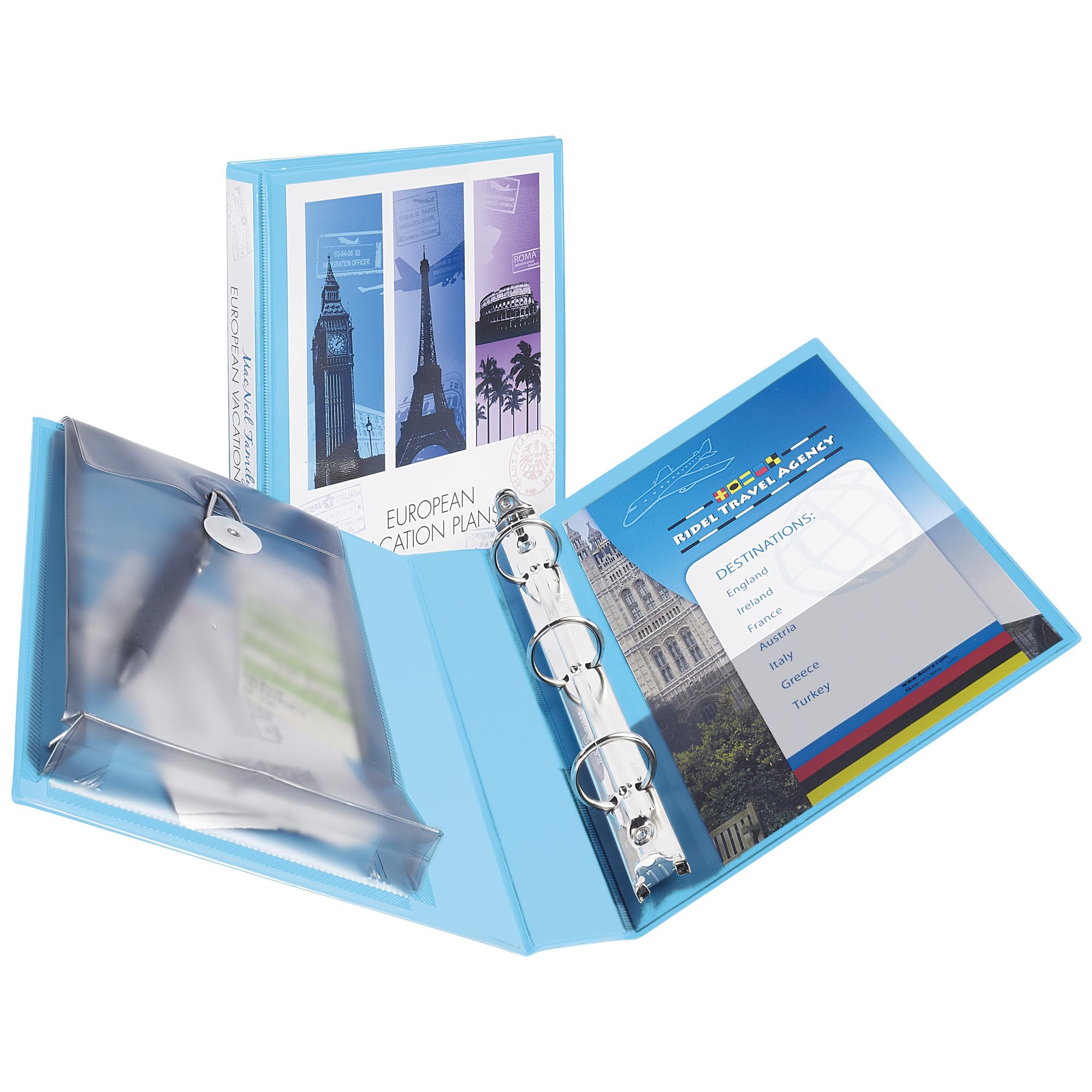 Avery Mini Protect and Store View 3 Ring Binder, 1 Inch Round Rings, 1 Light Blue Binder (23014)