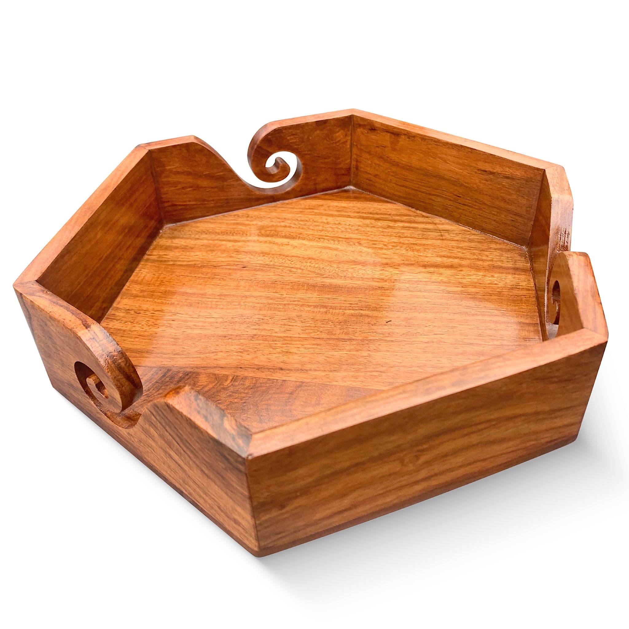 Eunoia Wooden Yarn Bowl, Large 10 x 2.5 Inch Handmade Yarn Holder for Crocheting, Rosewood Decorative Knitting Bowl for Knitters with Wooden Crochet Hook and Travel Bag, Hexagon