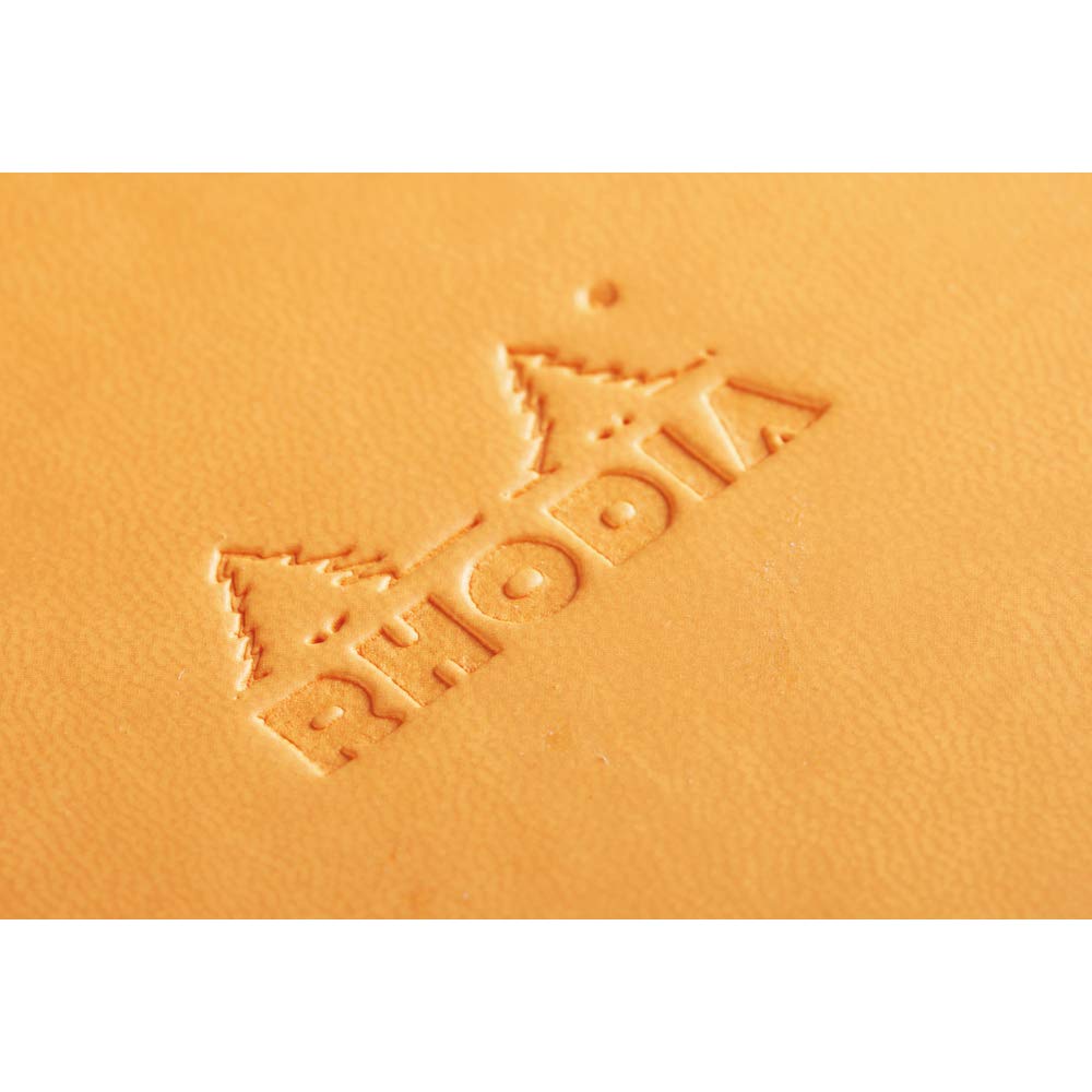 Rhodia - Ref 118608C - Webnotebook (96 Sheets) - A5 in Size, Lined Rulings, Leatherette Cover with Elasticated Strap, 90gsm Brushed Ivory Vellum - Orange