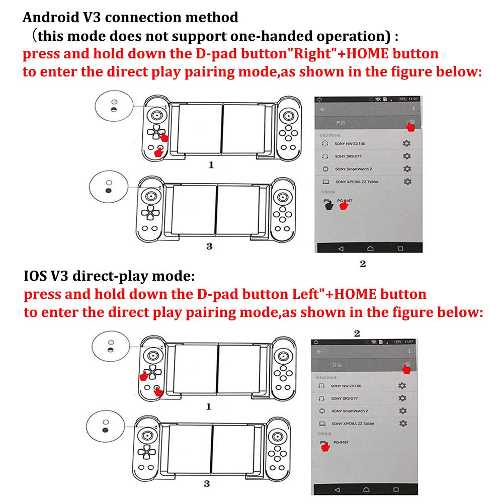 IPGEA PG-9167 Mobile Controller, Wireless 4.0 Gamepad Joystick Telescopic Game Controller Compatible Galaxy S10/S10 & Galaxy A51 Note 9 Phone XR XS Phone 11 Most iOS/Android Smart Phone Tablet PC