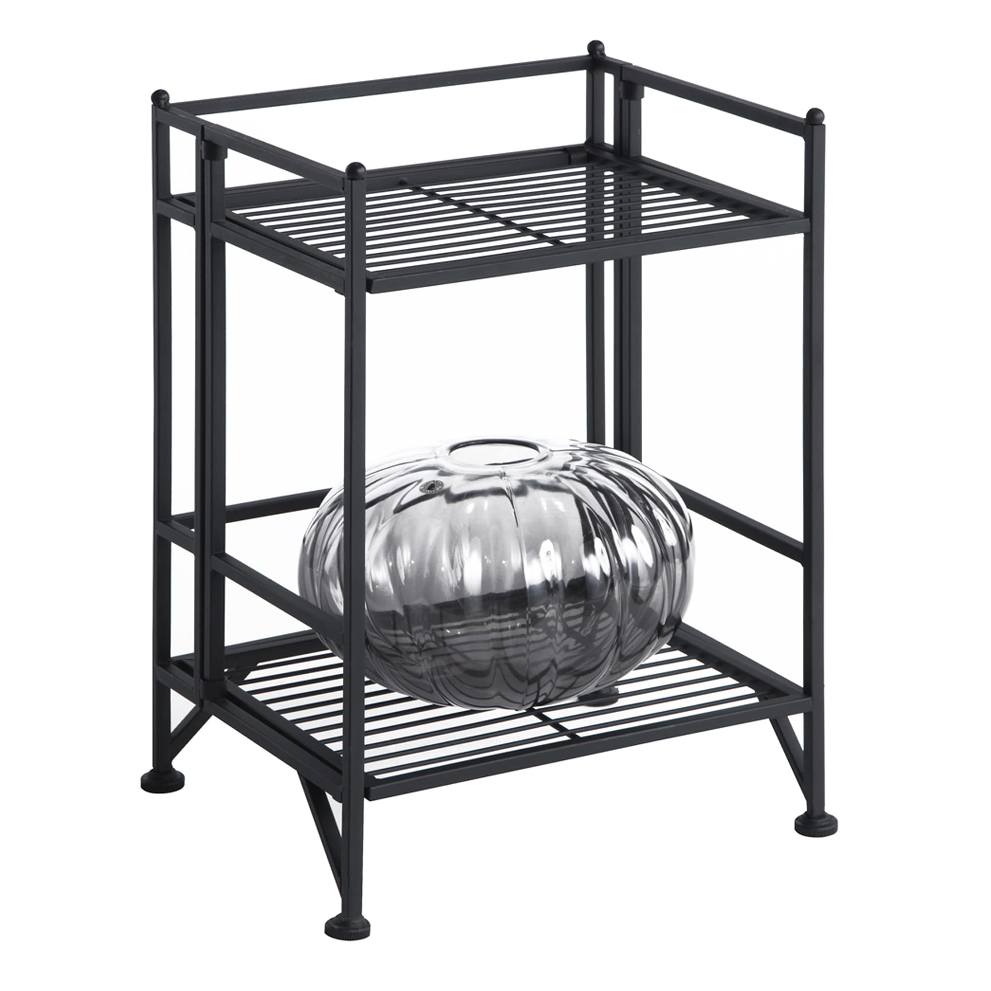 Convenience Concepts Xtra Storage 2 Tier Folding Metal Shelf, Black