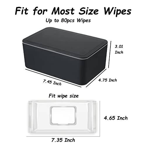 Wipes Dispenser, Wipe Holder for Baby & Adult, Seposeve Refillable Wipe Container, Keeps Wipes Fresh, Far from Dirty Wipes, Easy Open/Close Wipes Pouch Case, Black