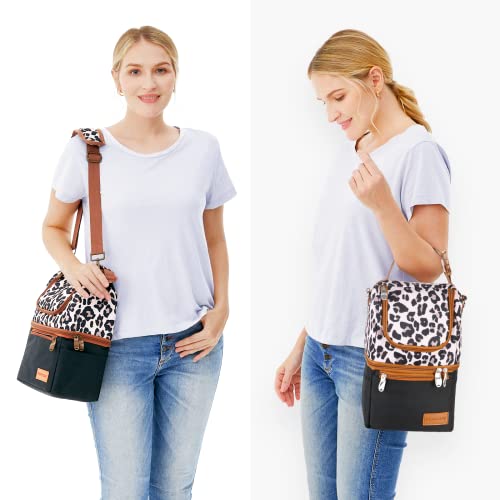 Momcozy Insulated Baby Bottle Bag, Multi-Function Breastmilk Cooler Bag, Fit as Wine Carrier or for Milk Bottles Like Dr. Brown, Comotomo, Philips, Nuk, Lansinoh, Leopard Print