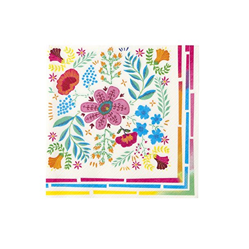 Talking Tables Colorful Floral Paper Napkins Serviettes Disposable Tableware For Afternoon Tea Table Decorations | Festival Summer Picnic, Kids Encanto Themed Birthday Party, 20 Pac, Pink Blue Yellow