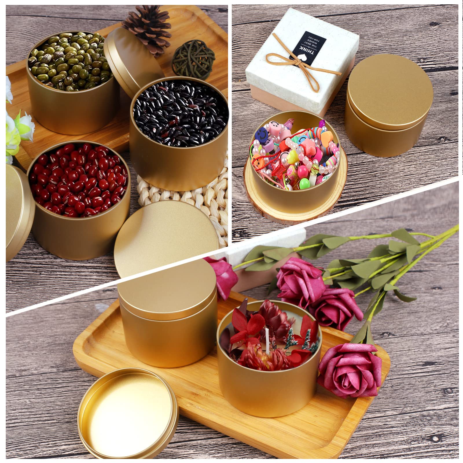 BBAXI 8 oz Candle Tins 24 Pcs,Empty Candle Jars for Making Candles,DIY Candle Containers,Round Metal Tins with Lids for Candle Making
