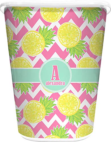 RNK Shops Pineapples Waste Basket - Single Sided (White) (Personalized)