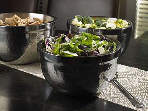 NUCU Artisan Insulated, Double-Wall Hammered Stainless Steel Serving Bowl, 14-Ounce Capacity