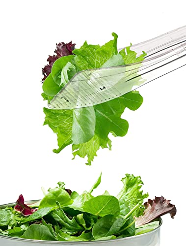 PARTY BARGAINS 8.5 Inches Plastic Serving Tongs, 12 Pack, Premium Quality & Heavy-Duty Clear Plastic Tongs for BBQ, Salads, Grilling, Buffets, Kitchen