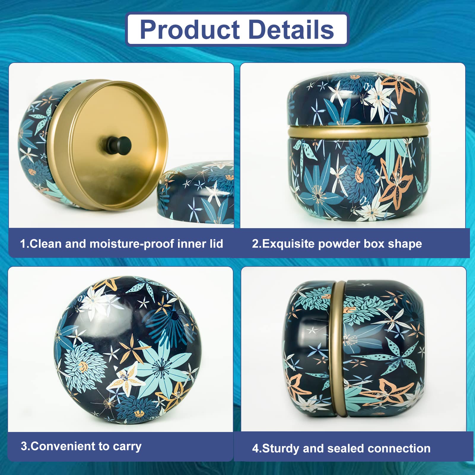 BBKON Large Powder Puff for Body Powder with Powder Container, Soft Powder Puff and Dusting Powder Travel Case (Quiet Flowers)
