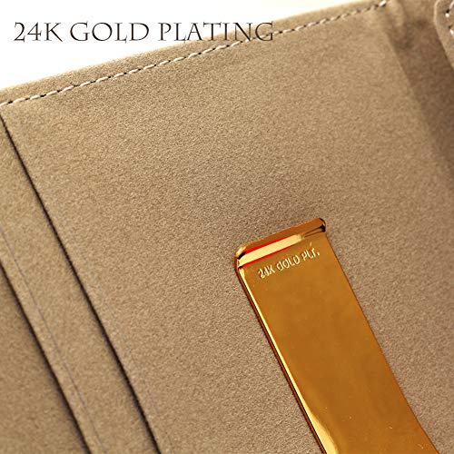 Sotania Free engraving - 24K Gold, Mens Leather Money Clips, Roller Ballpen, Ballpoint pen, Ball pen, Groomsmen Gift,Three Lines Each 20 Characters, Free Customization (NAVI)