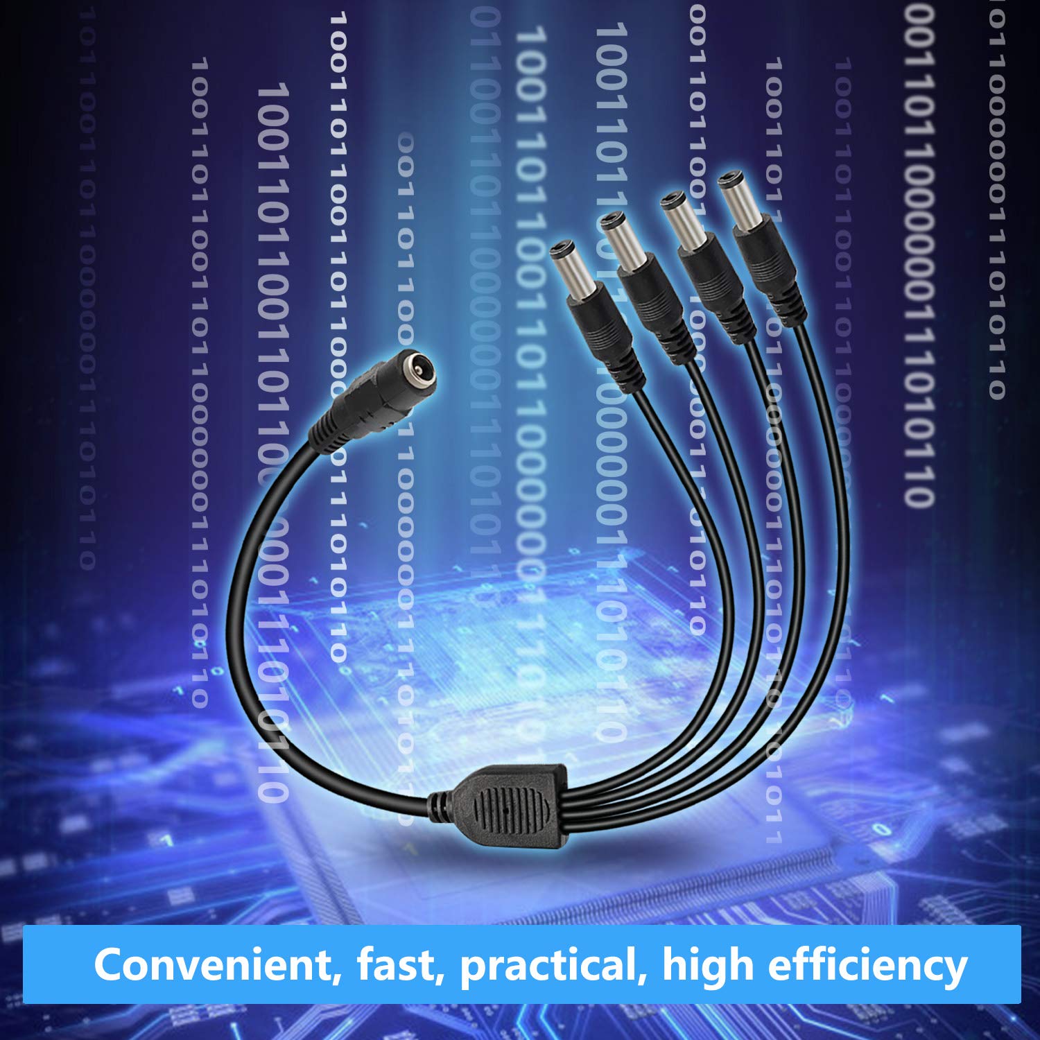SAISN DC Power Y Splitter Cable 1 Female to 4 Male Plug for CCTV Camera (1 to 4)