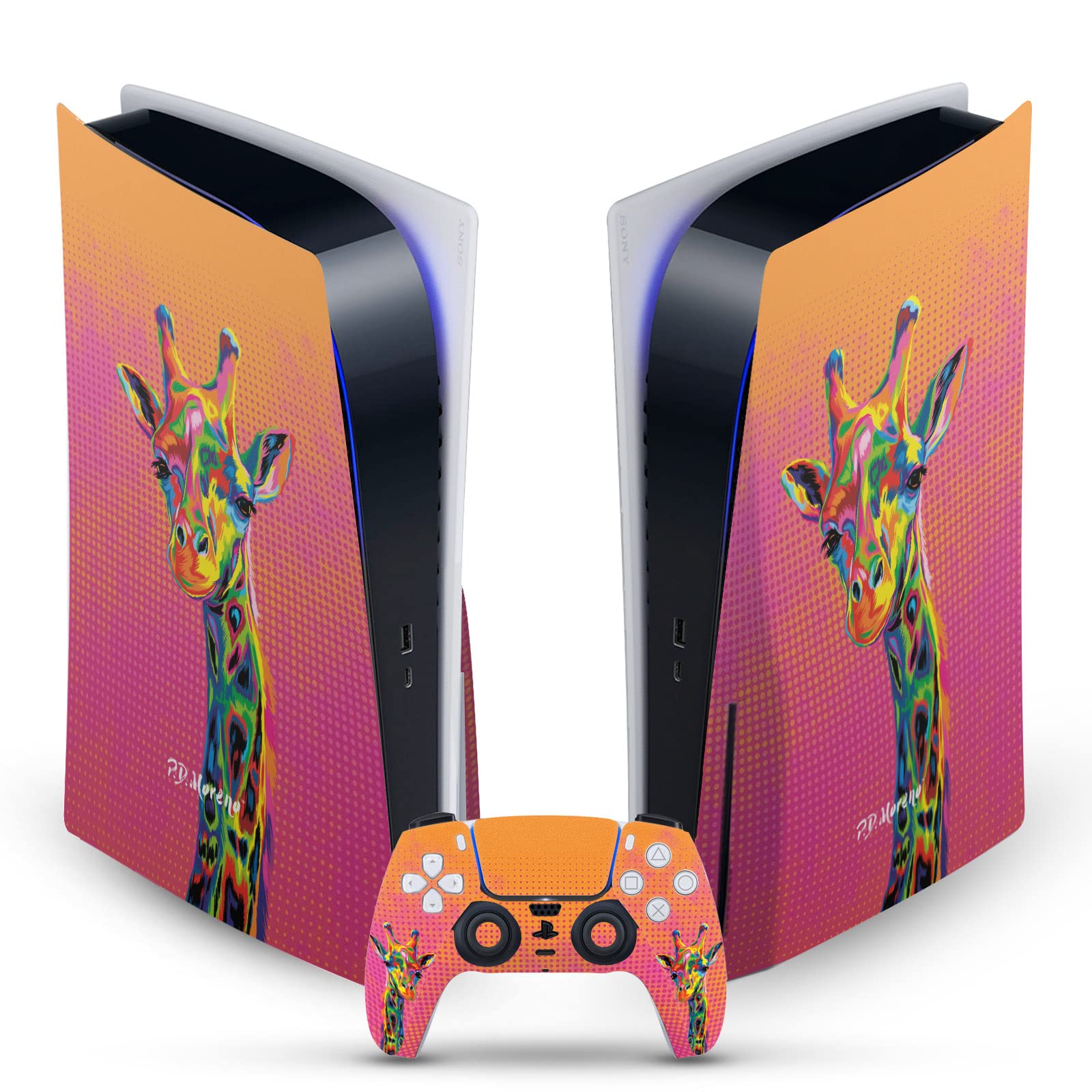 Head Case Designs Officially Licensed P.D. Moreno Giraffe Animals II Vinyl Faceplate Sticker Gaming Skin Case Cover Compatible with Sony Playstation 5 PS5 Disc Edition Console & DualSense Controller