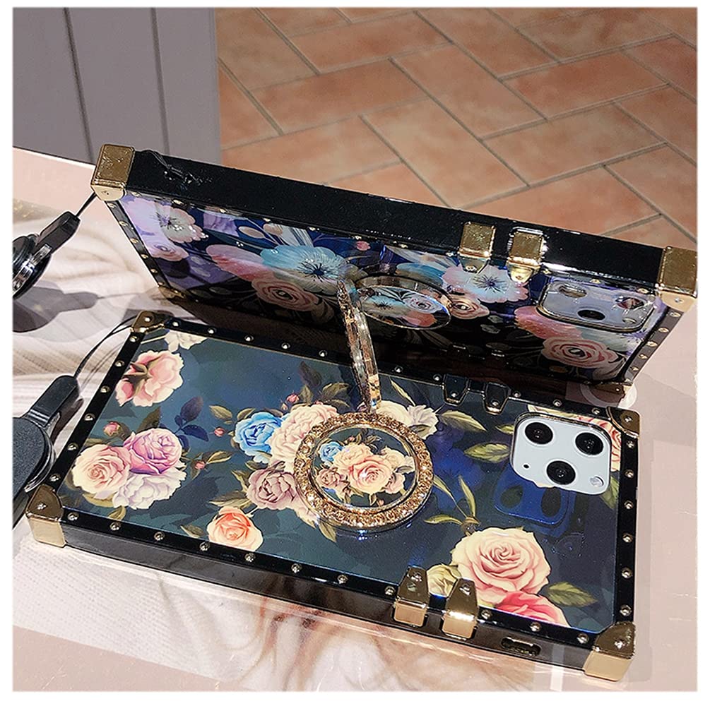 Babemall for iPhone 11 Pro Max 6.5" inch Case, Elegant Romantic Blu -Ray Flower Square [Scratch Resist] Protective Corner Back Cover Case (Flower2)