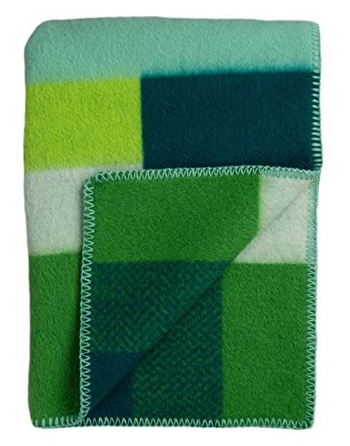 Roros Tweed Designer 100% Norwegian Wool Throw Blanket in Many Patterns (Mikkel in Green)