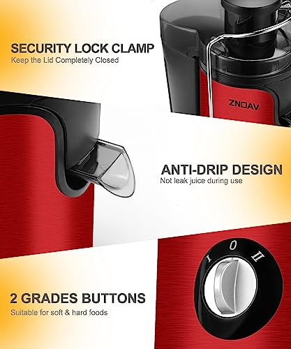 Juicer Machine, 600W Juicer with 3.5β Wide Mouth for Whole Fruits and Veg, Juice Extractor with 3 Speeds, BPA Free, Easy to Clean, Compact Centrifugal Juicer Anti-drip