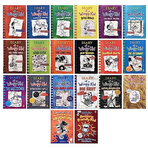 Jeff Kinney Diary of a Wimpy Kid 19 Books Series, Complete Collection 1-19 Books of Boxed Set, Gift Set for Boys Girls (20220205)