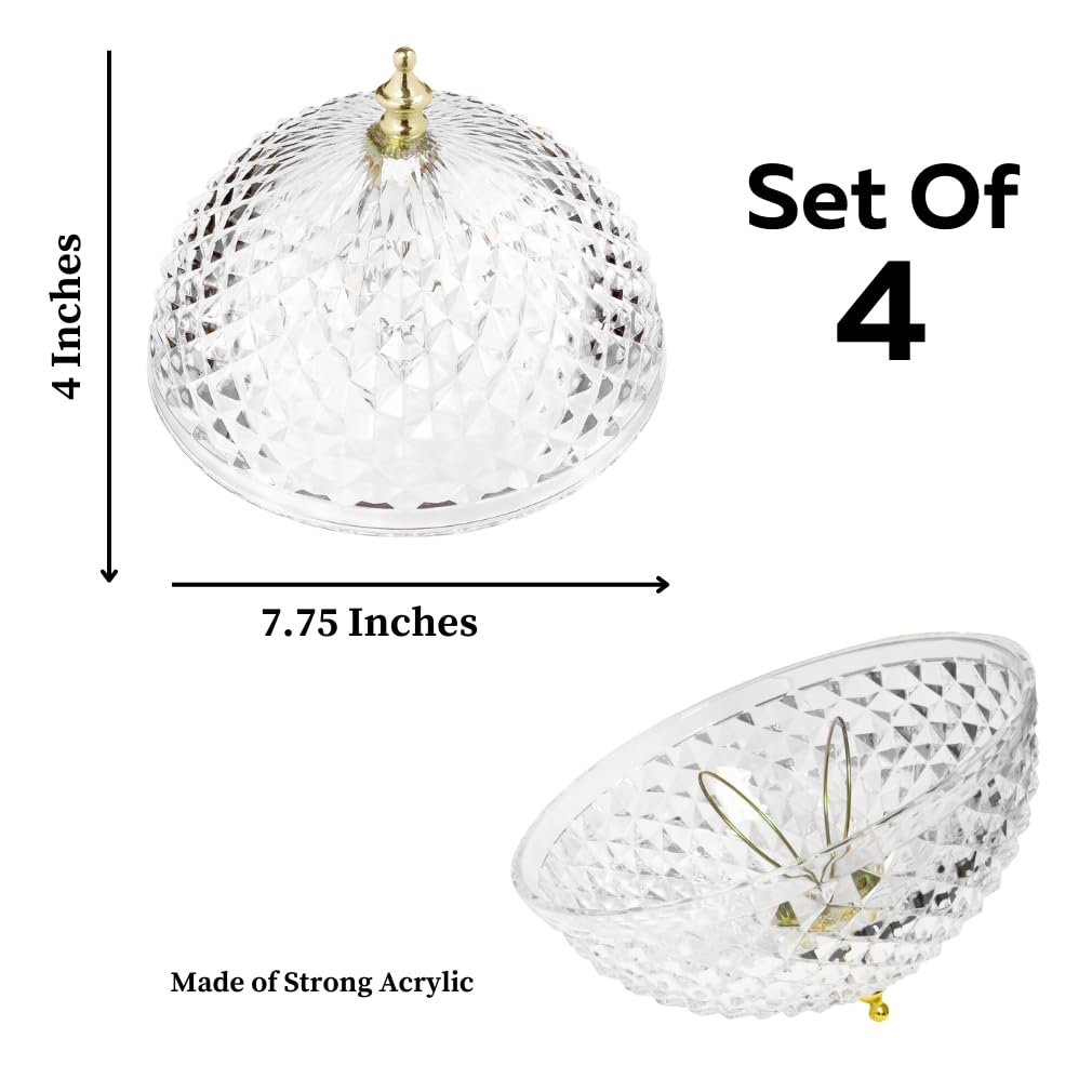 Evelots Clip On Shade for Ceiling Light Bulb or Lamp-4 Pack-Antique-Diamond Cut-Acrylic