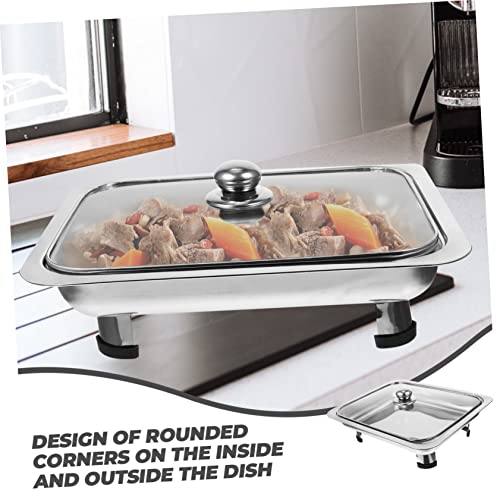 Garneck Steel Buffet Metal Serving Tray Dish Rack Tray Stainless Steel Sheet Pan Salad Platter Chafing Warmers Chafing Dish Inserts Buffet Party Metal Tray Canteen Tray Buffet Snack Tray
