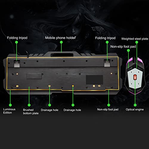 areclern Gaming Keyboard and Mouse Combo 104 Keys Wired Mechanical Keyboard RGB LED Backlit Keyboard Gaming Mouse for Home, Office Black