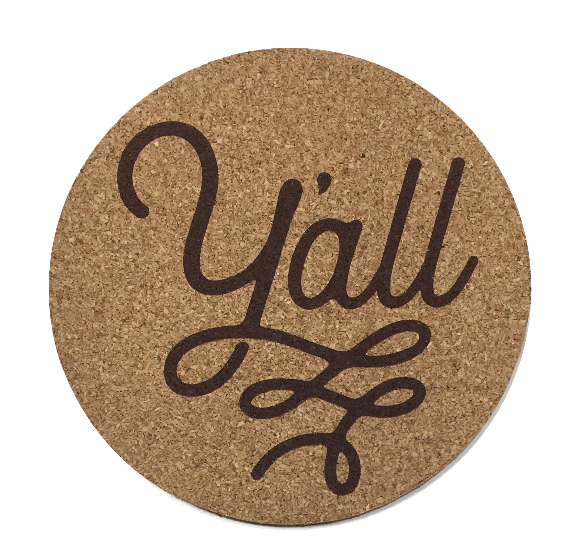 Y'all Texas Coaster Set Cork 3.5 Inch Coasters - 4 Texas Coasters Texas Gift