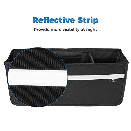 ISSYAUTO Walker Basket, Strap Mount Walker Cup Drink Holder with Two Split Board, Foldable Walker Storage Bag, Best Gift for Family and Friends - Black (Not Fit Rollator Walkers)