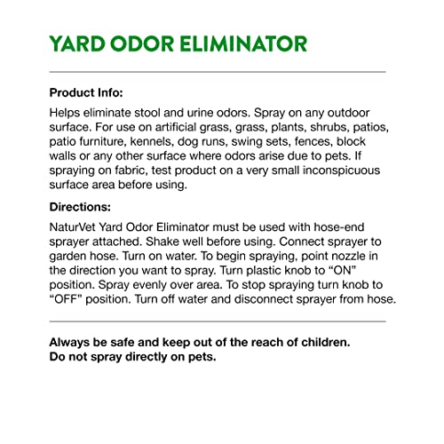 NaturVet β Yard Odor Eliminator β Eliminate Stool and Urine Odors from Lawn and Yard β Designed for Use on Grass, Plants, Patios, Gravel, Concrete & More β 31.6 oz Ready-to-Use with Nozzle