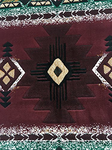 Southwest Native American Area Rug Carpet Burgundy Red Green (24 Inch X 40 Inch Mat)