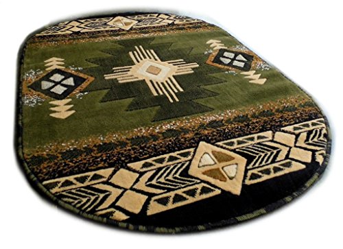 Southwest Native American Area Rug Sage Green (3 Feet X 5 Feet Oval)