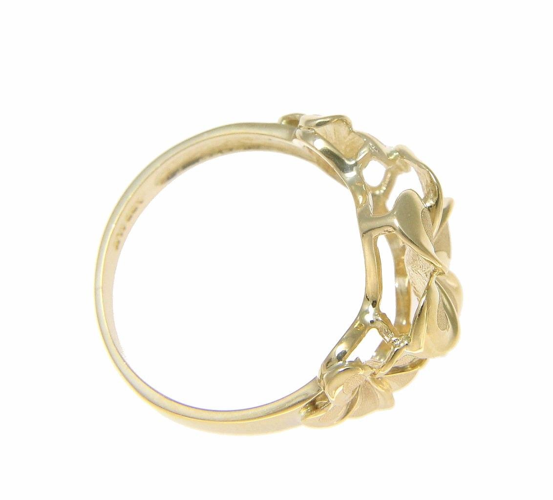 Arthur's Jewelry 14K solid yellow gold 15mm Hawaiian single plumeria flower cz ring