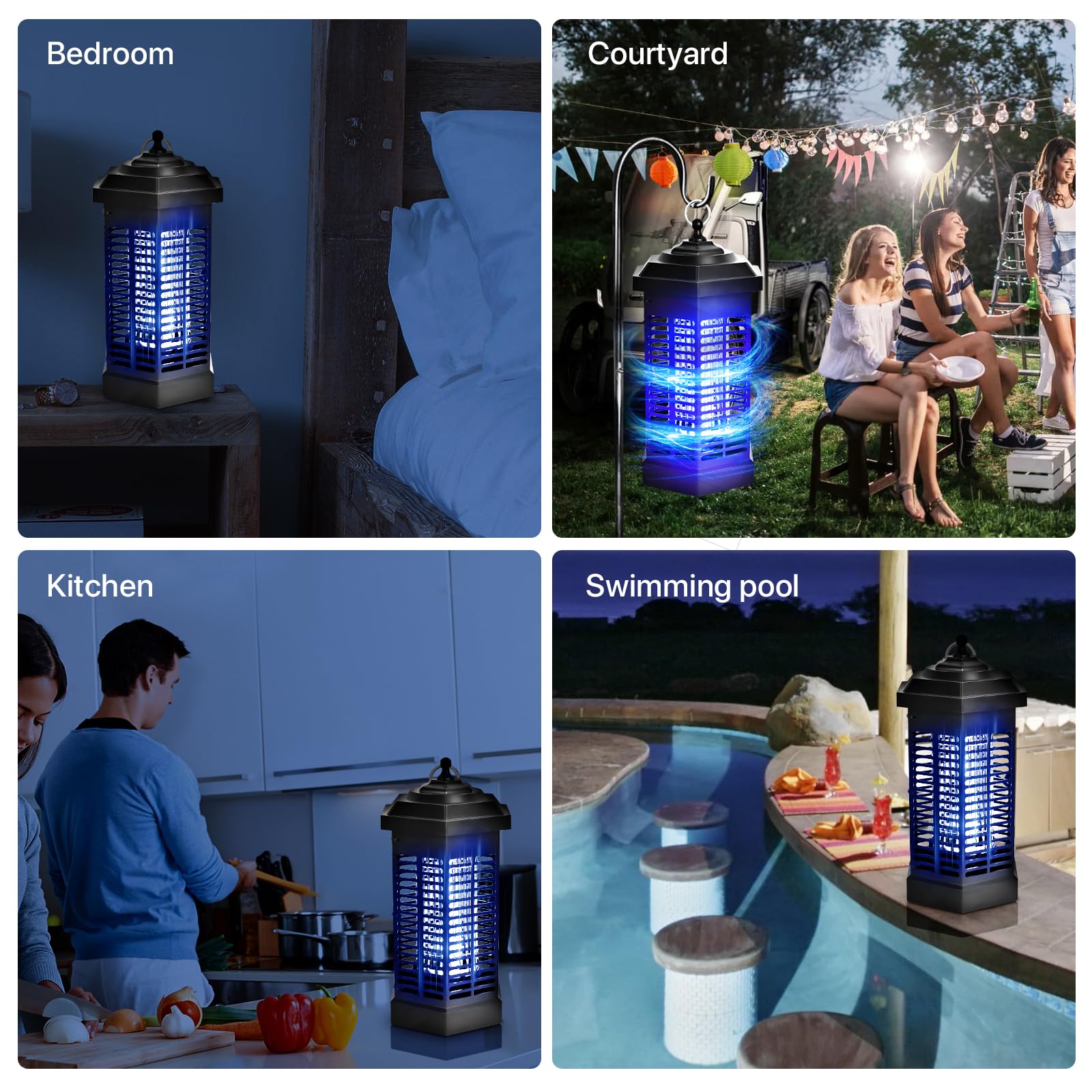 Bug Zapper Outdoor, 4200V Electric Mosquito Zapper Indoor Plug in Fly Zapper IPX4 Waterproof Mosquito Repellent Outdoor Patio Mosquito Killer Fly Swatter for Home, Kitchen, Backyard, Camping