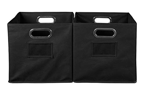 Set of 2 Cubo Foldable Fabric Bins- Black