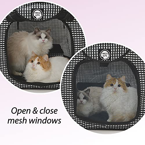 Necoichi Portable Stress Free Cage Carrier and Litter Box, Indoor & Outdoor, Travel (Black, Cage/Kennel+Litter Box)